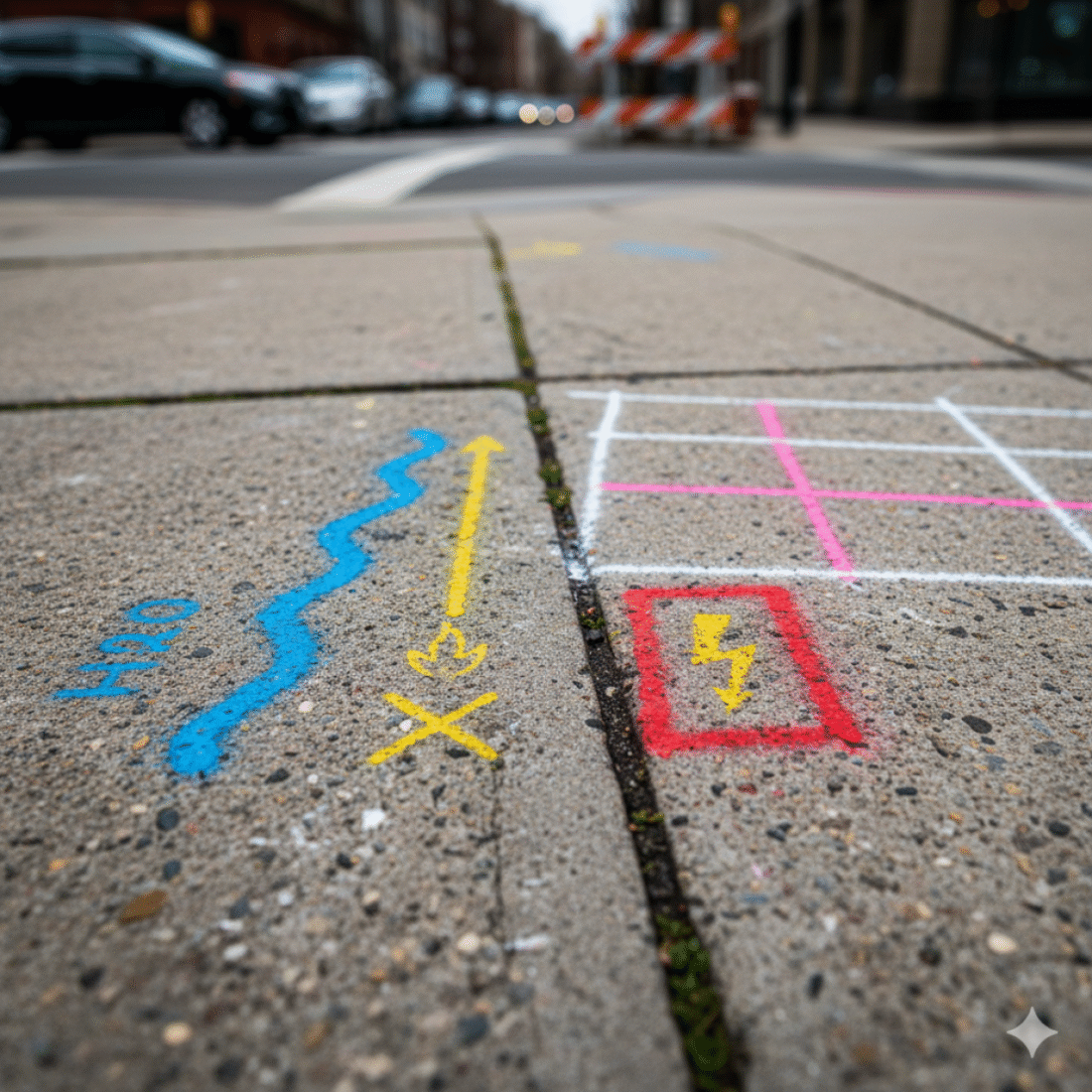 Le mystère derrière le marquage des trottoirs (traits, points, chiffres ...