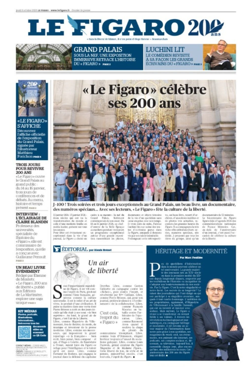 Le Figaro voit les choses en grand pour son bicentenaire en janvier ...